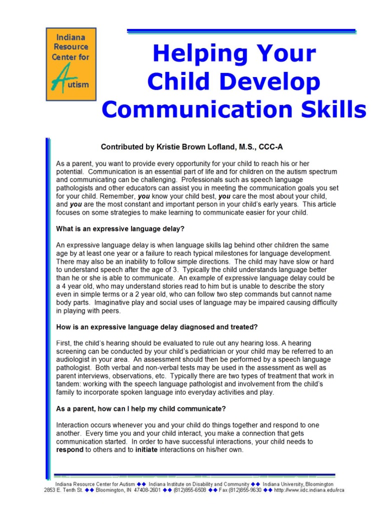 Helping Your Child Develop Communication Skills | PDF | Communication ...