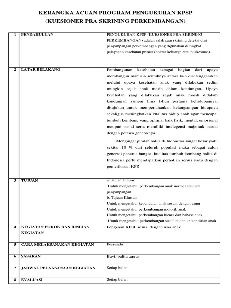 Kak Pengukuran KPSP | PDF