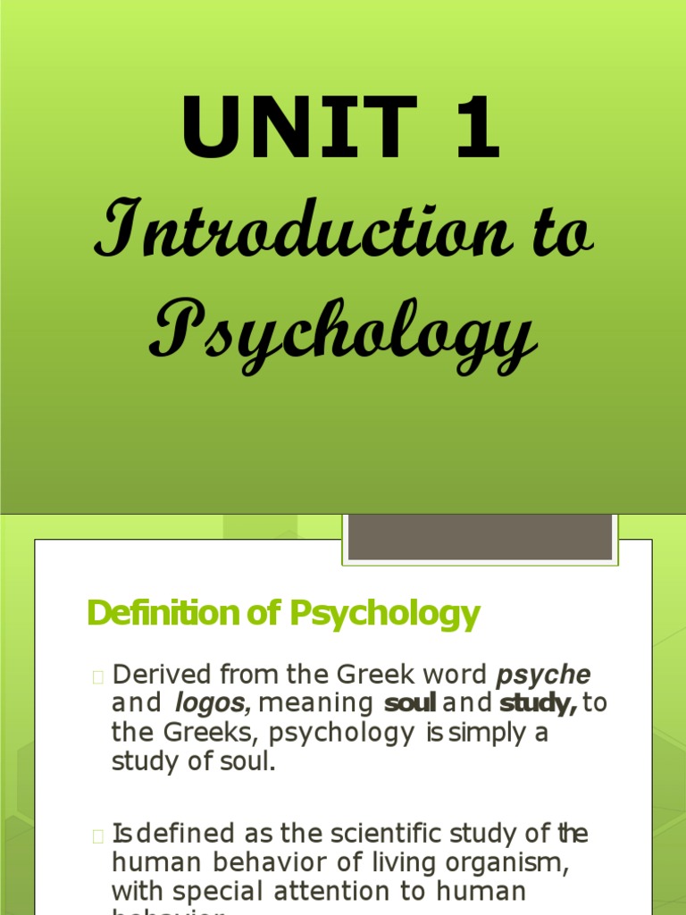 Unit 1 Introduction To Psychology | Download Free PDF | Unconscious ...