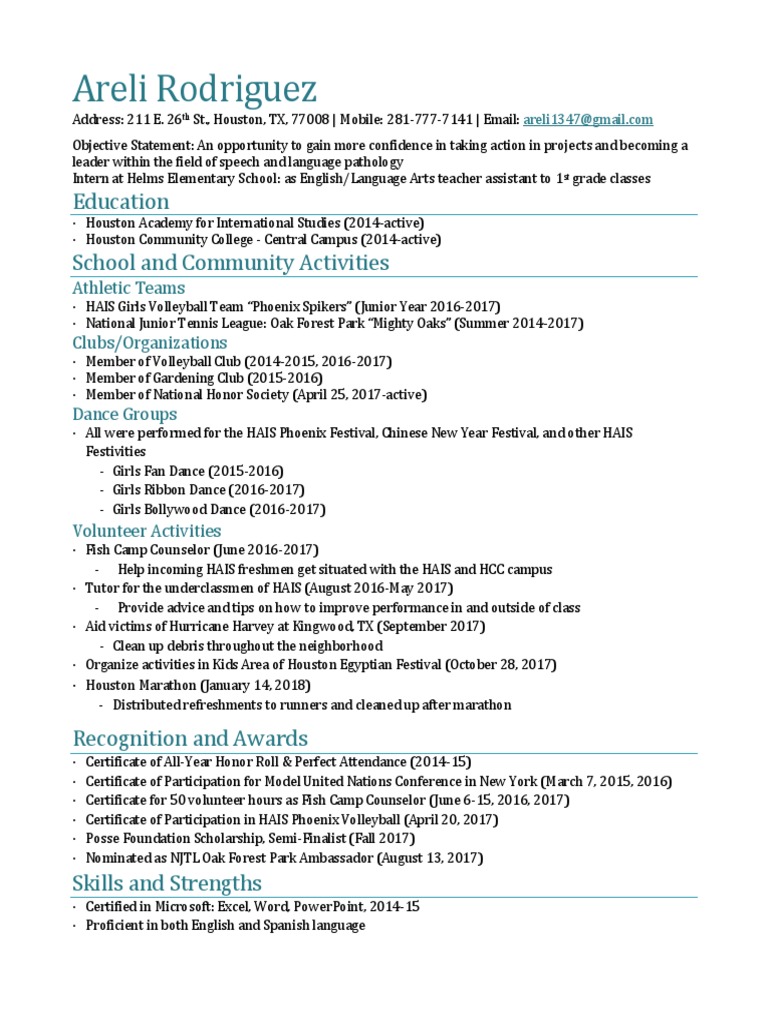 Student Resume | PDF | Behavior Modification | Cognition