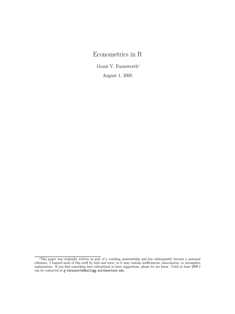 Econometrics in R | PDF | Heteroscedasticity | Ordinary Least Squares