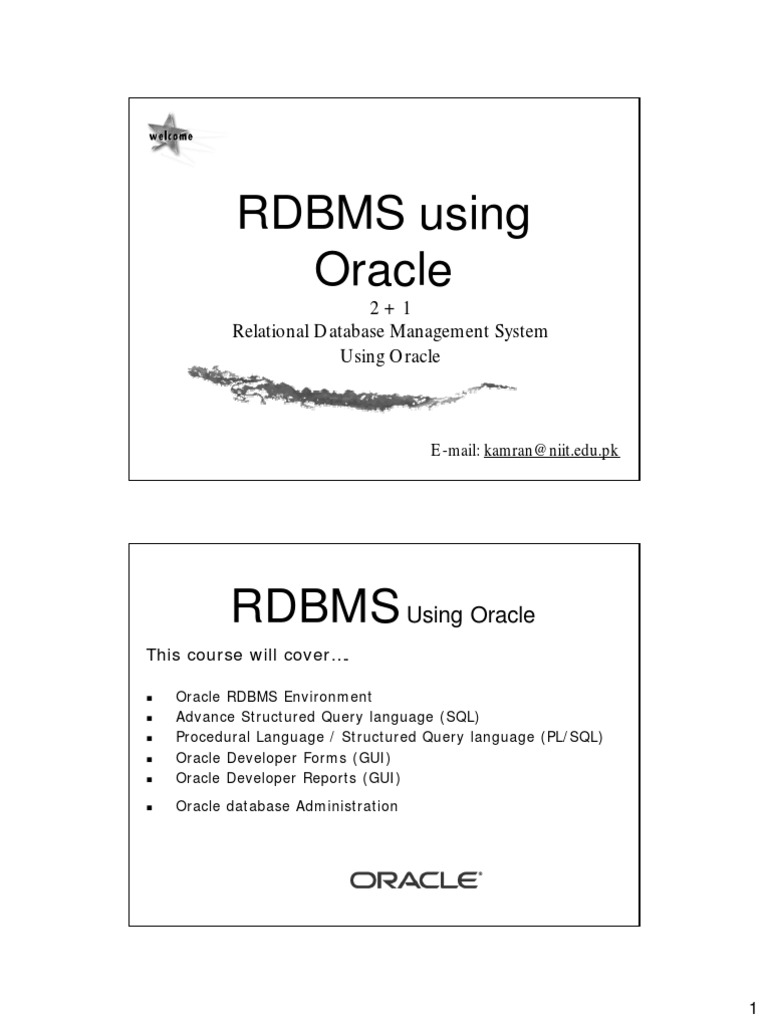 RDBMS Using Oracle | Download Free PDF | Oracle Database | Pl/Sql