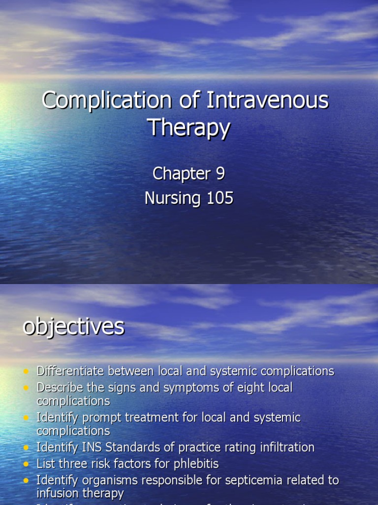 Nur 105 Complication of Intravenous Therapy Ch9 | PDF | Intravenous ...