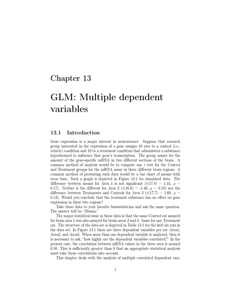 GLM: Multiple Dependent Variables | PDF | Statistics | Covariance
