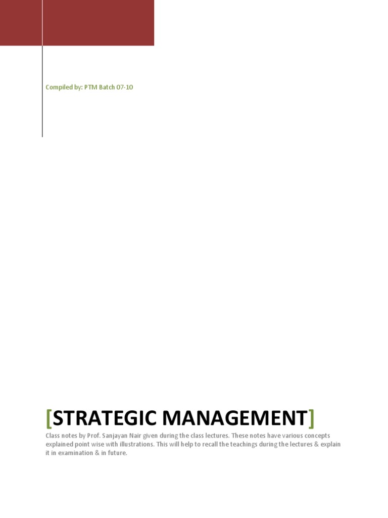 Strategic Management | PDF | Competitive Advantage | Strategic Management