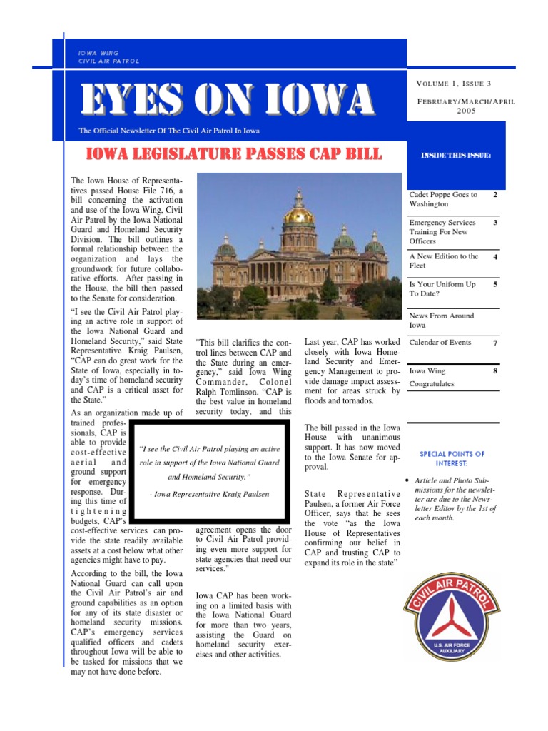 Iowa Wing - Apr 2005 | PDF | Civil Air Patrol