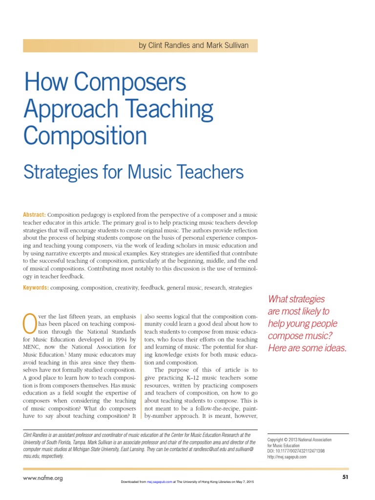 How Composers Approach Teaching Composition | PDF | Music Education ...