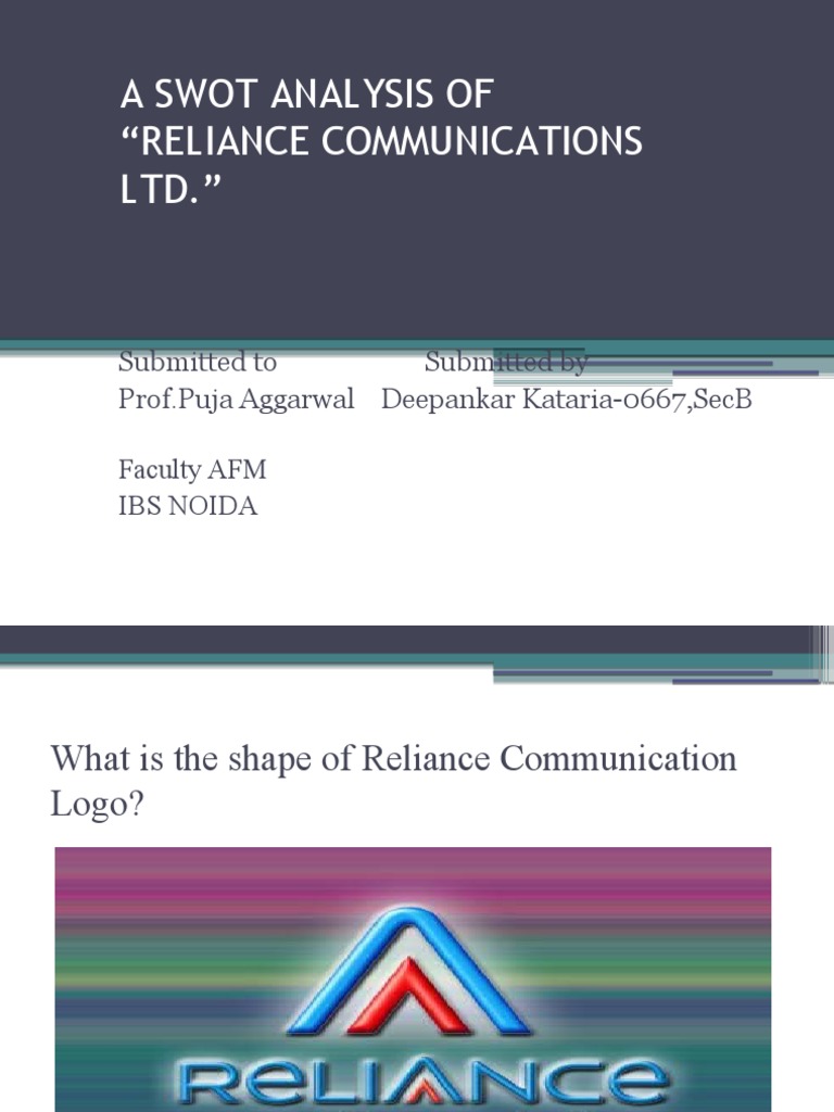 SWOT Analysis of Reliance Communications | PDF | Telecommunications ...