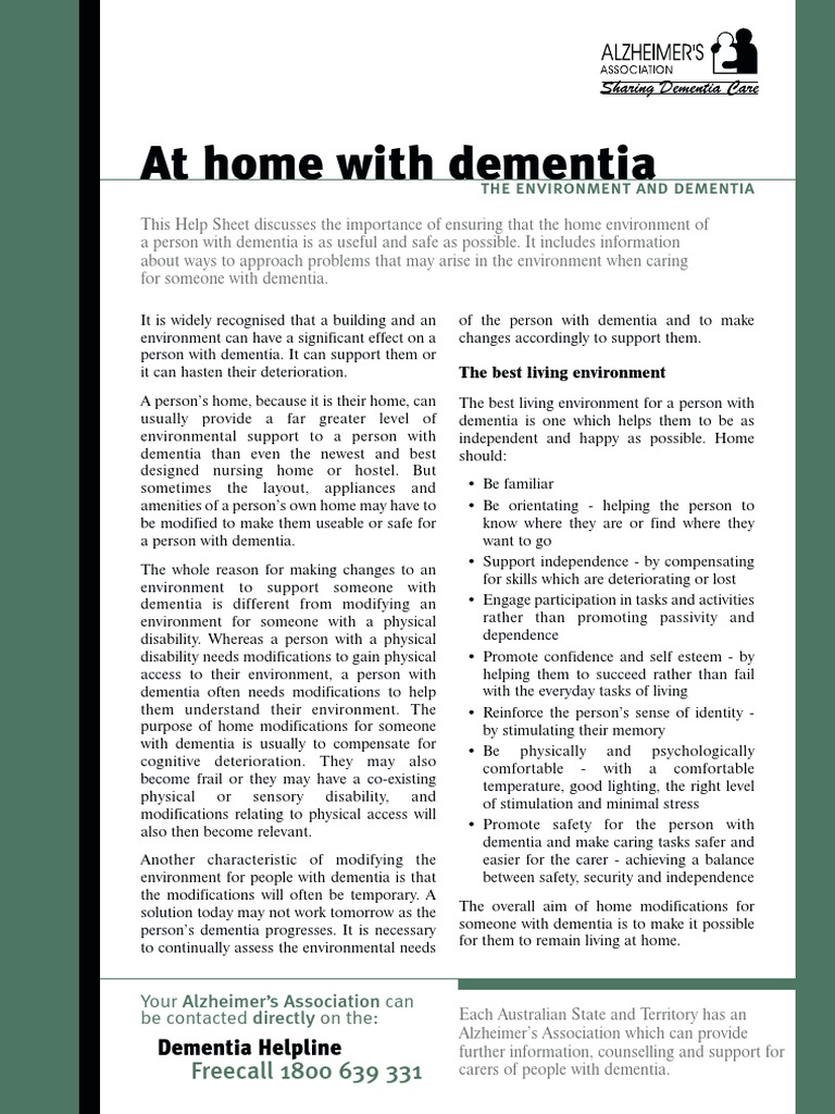 At Home With Dementia: The Environment and Dementia | PDF | Dementia ...