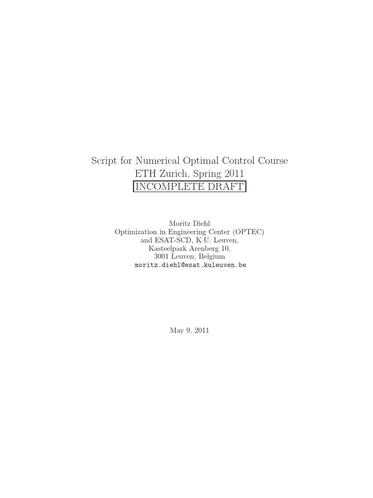 Numerical Opticon Control | PDF | Optimal Control | Mathematical Optimization