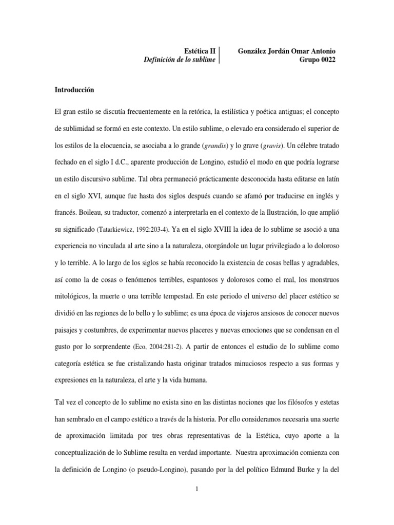 Definición de Lo Sublime | PDF | Immanuel Kant | Homo Sapiens