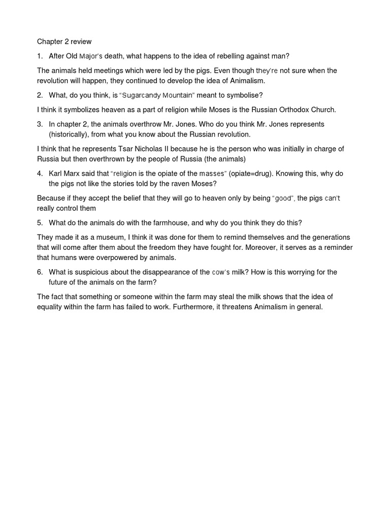 Animal Farm Chapter 2 Review | PDF