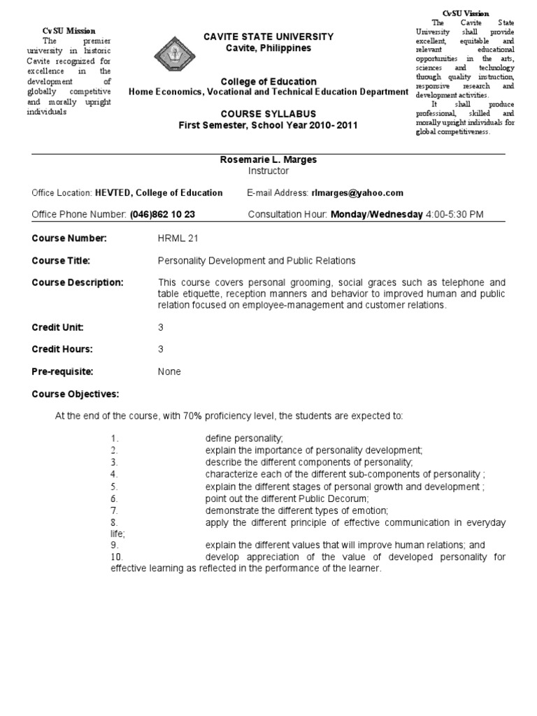 Cavite State University Cavite, Philippines: Cvsu Mission | PDF ...