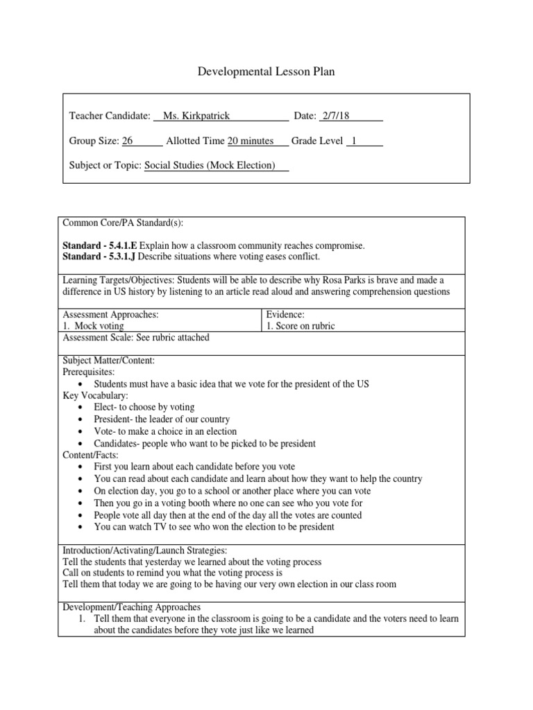 Mock Election Lesson | Download Free PDF | Voting | Rubric (Academic)