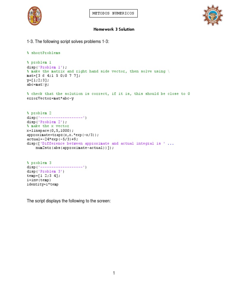 Metodos Numericos: Homework 3 Solution | PDF | Parameter (Computer Programming) | Derivative
