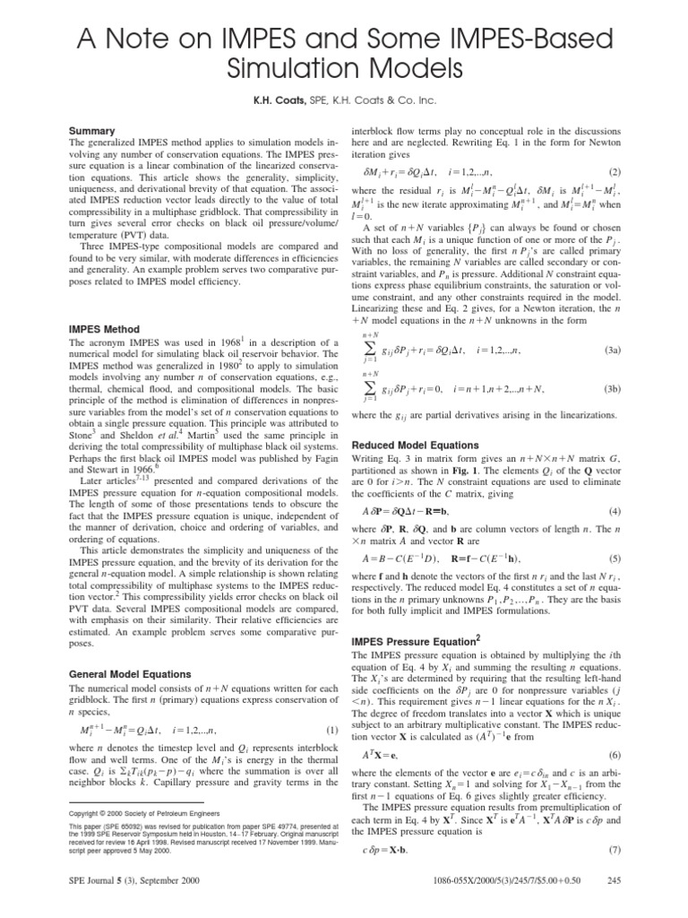 A Note On IMPES and Some IMPES-Based Simulation Models: M Q M M L P ...