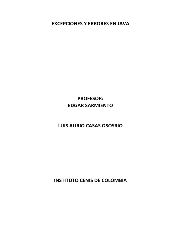 Excepciones y Errores en Java | PDF | Java (lenguaje de programación) | Programa de computadora