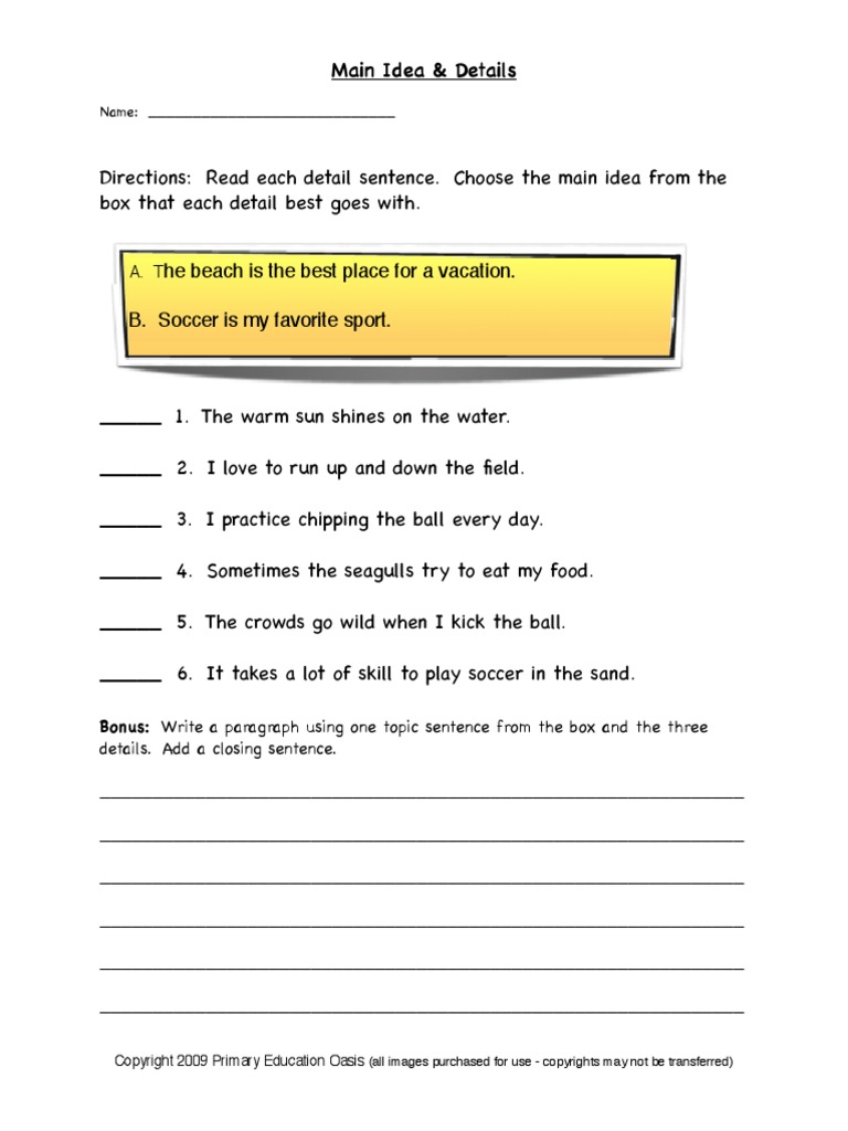 Finding The Main Idea | PDF | Killer Whale | Whales