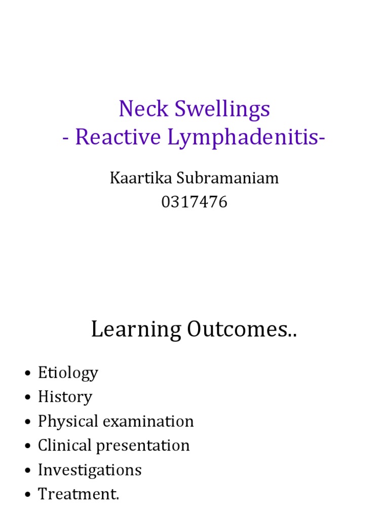 Neck Swellings - Reactive Lymphadenitis | PDF | Lymphatic System ...