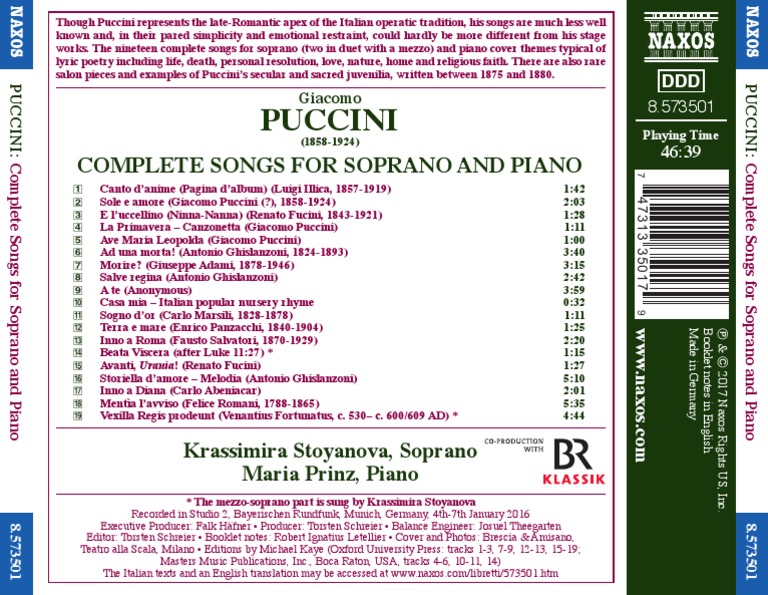 Puccini: Complete Songs For Soprano and Piano | PDF | Giacomo Puccini ...