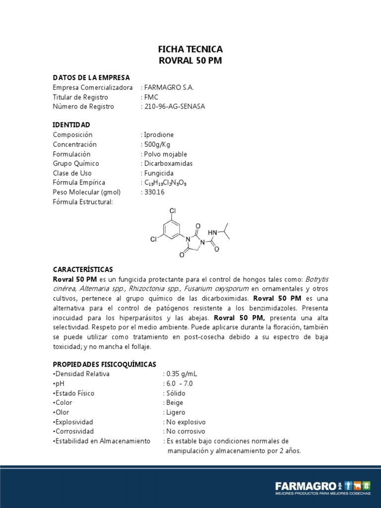 Ficha Técnica de Rovral 50 PM | PDF | Fungicida | Hongo