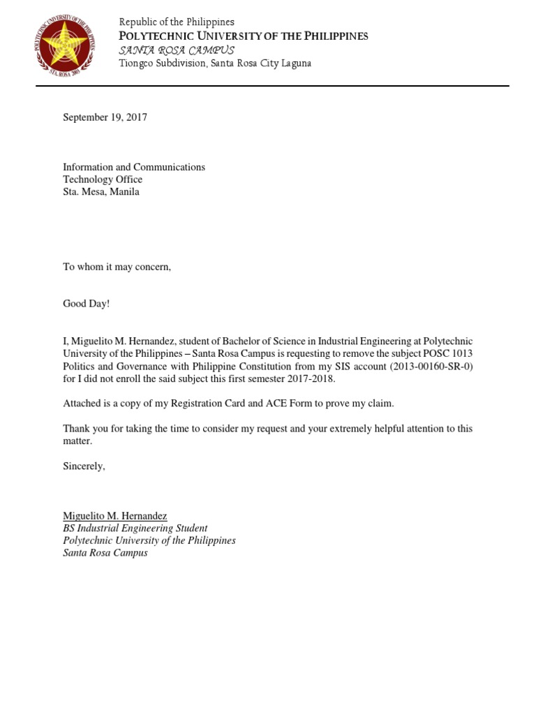 ICT Enrollment Request Letters | PDF