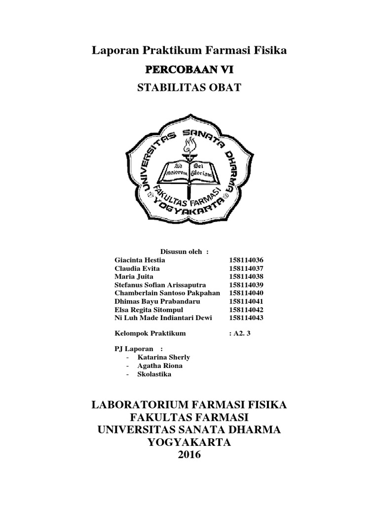 Laporan Praktikum Farmasi Fisika COVER | PDF