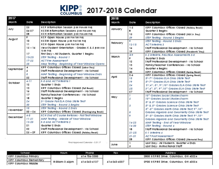 17-18 FINAL External Calendar | PDF | Ohio State University | Quality ...