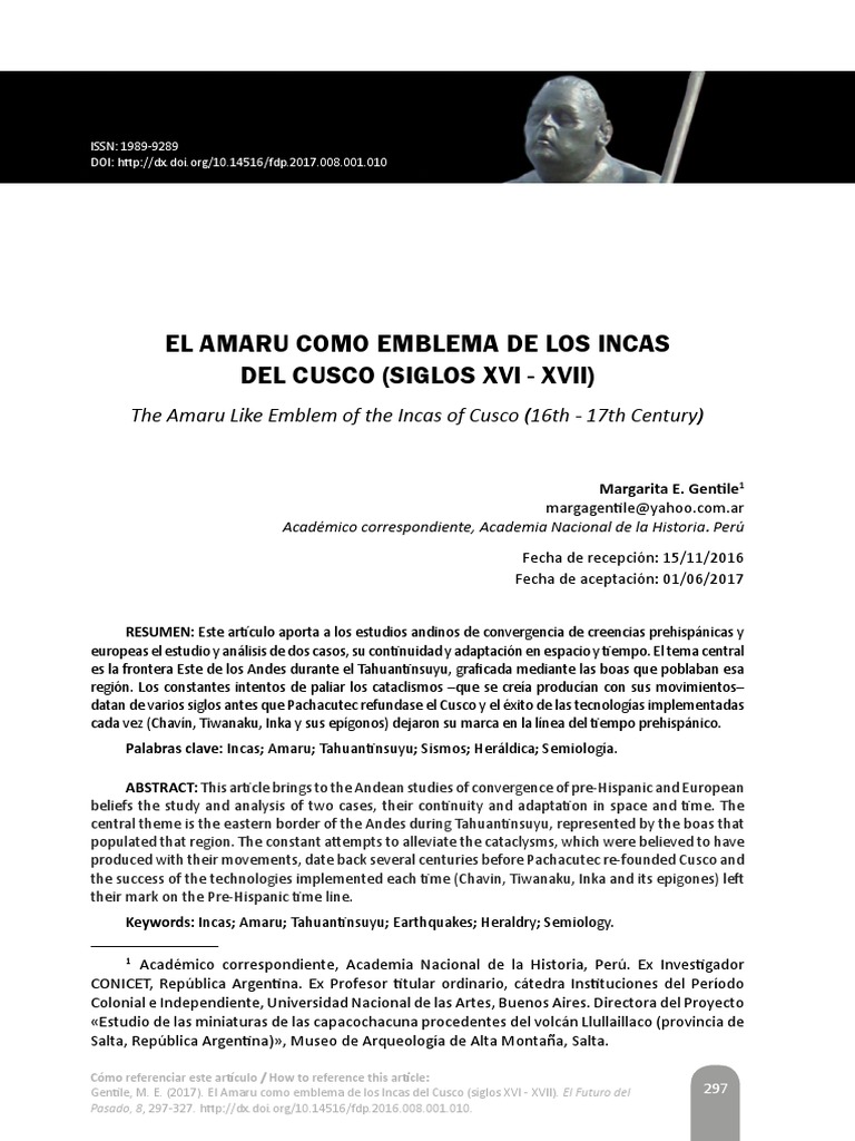 El Amaru Como Emblema de Los Incas Del Cusco (Siglos Xvi - Xvii) | PDF ...