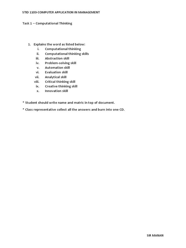 Computational Thinking Exercise | PDF