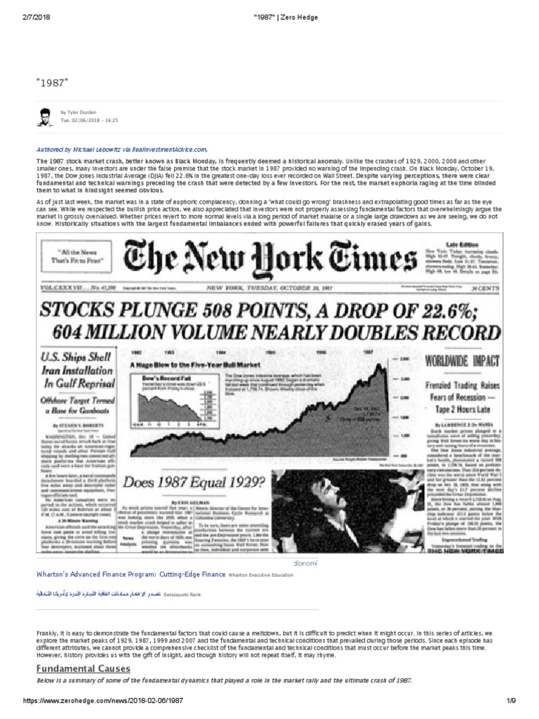 1987 Zero Hedge | PDF | Leveraged Buyout | Financial Crisis Of 2007–2008