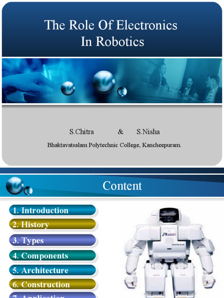 The Role of Electronics in Robotics: S.Chitra & S.Nisha | PDF ...