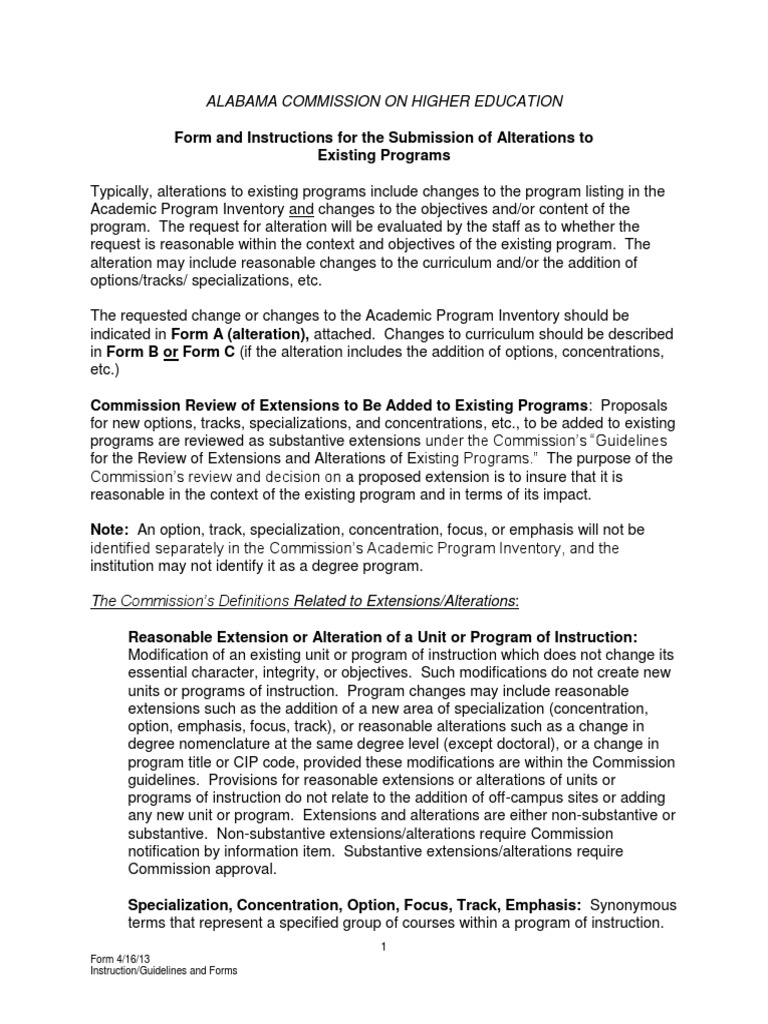 Alabama Commission On Higher Education: Form 4/16/13 Instruction ...