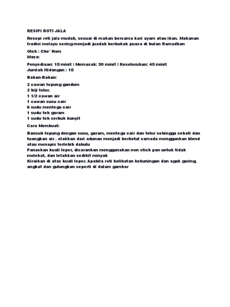 Resipi Roti Jala | PDF