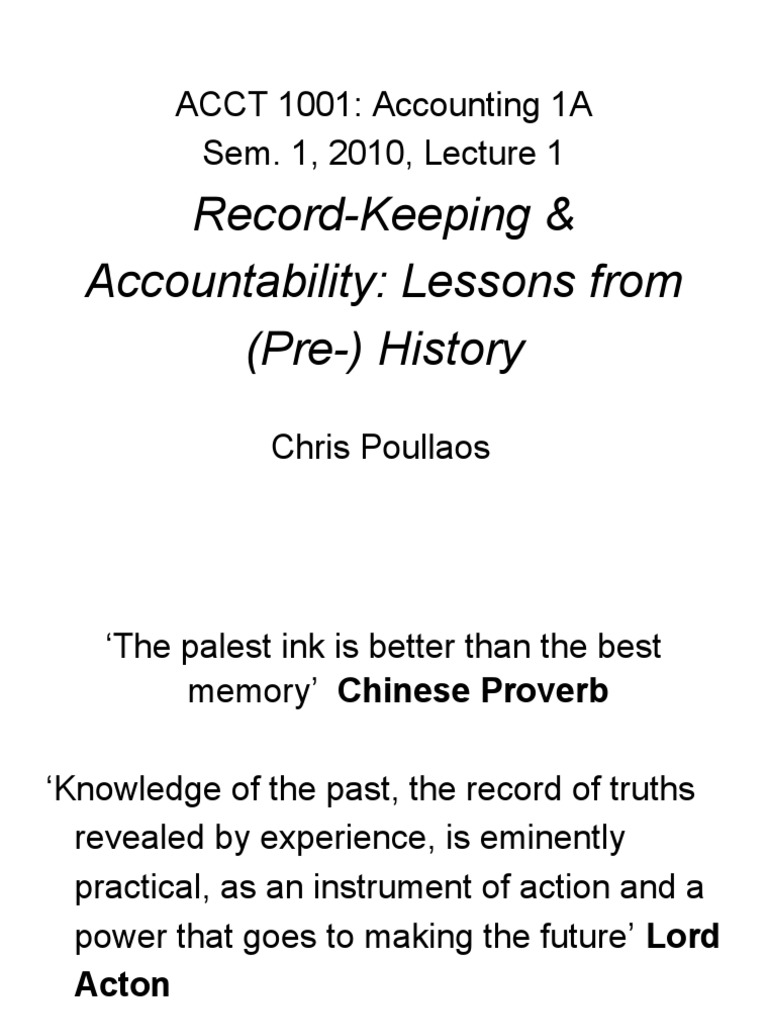 Record-Keeping & Accountability: Lessons From (Pre-) History | PDF ...