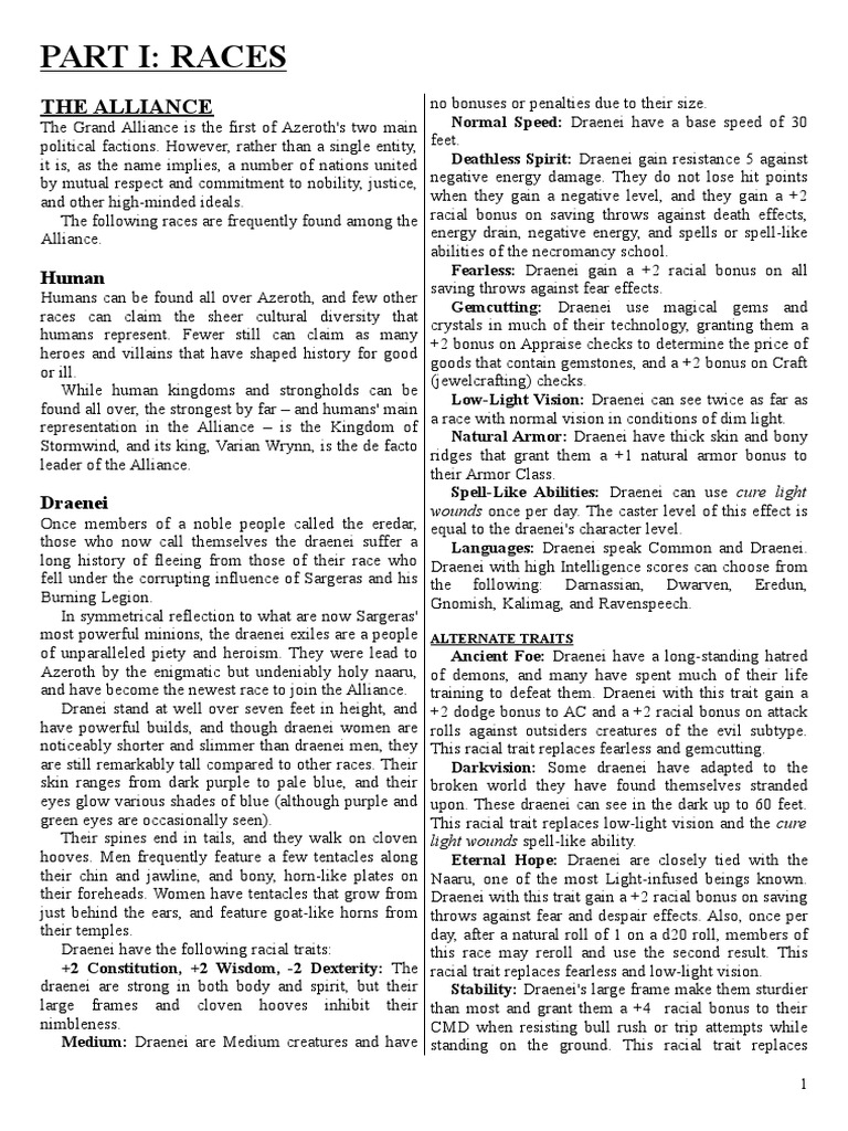 PF WoW | PDF | Races And Factions Of Warcraft | Dwarf (Dungeons & Dragons)