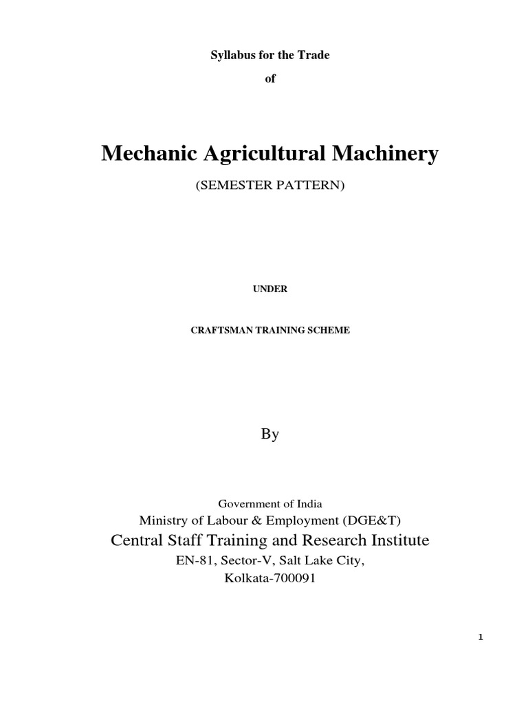 Mechanic Agricultural Machinery Syllabus | PDF | Tire | Brake