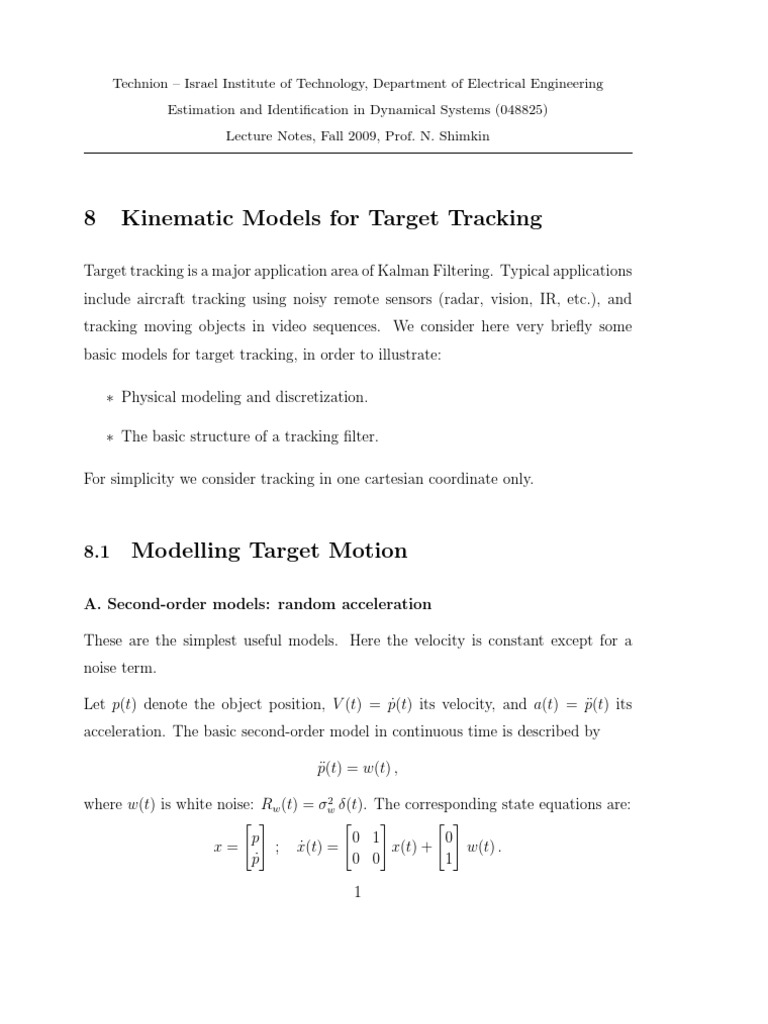 Kinematic Models for Target Tracking | PDF