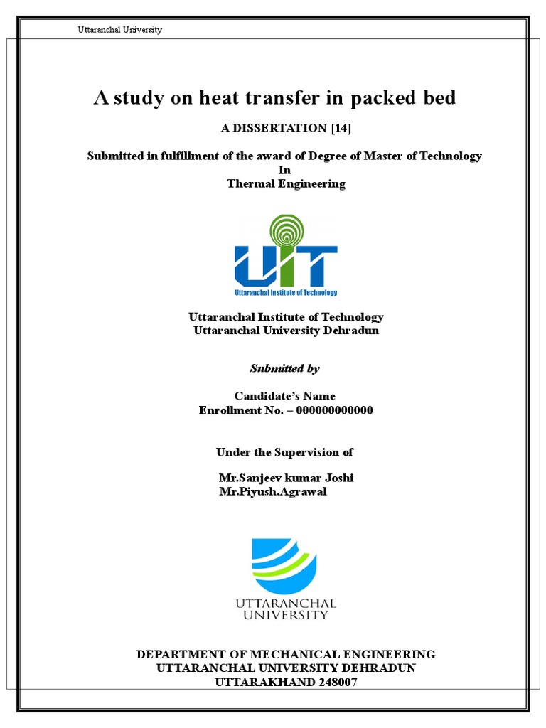 UU M Tech Report Format | PDF | Reynolds Number | Heat Transfer