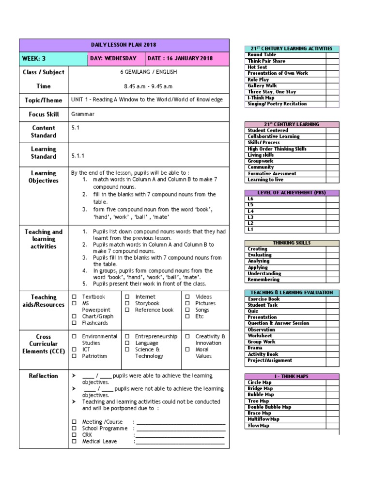 Week: 3 Class / Subject Time Topic/Theme Focus Skill Content Standard ...