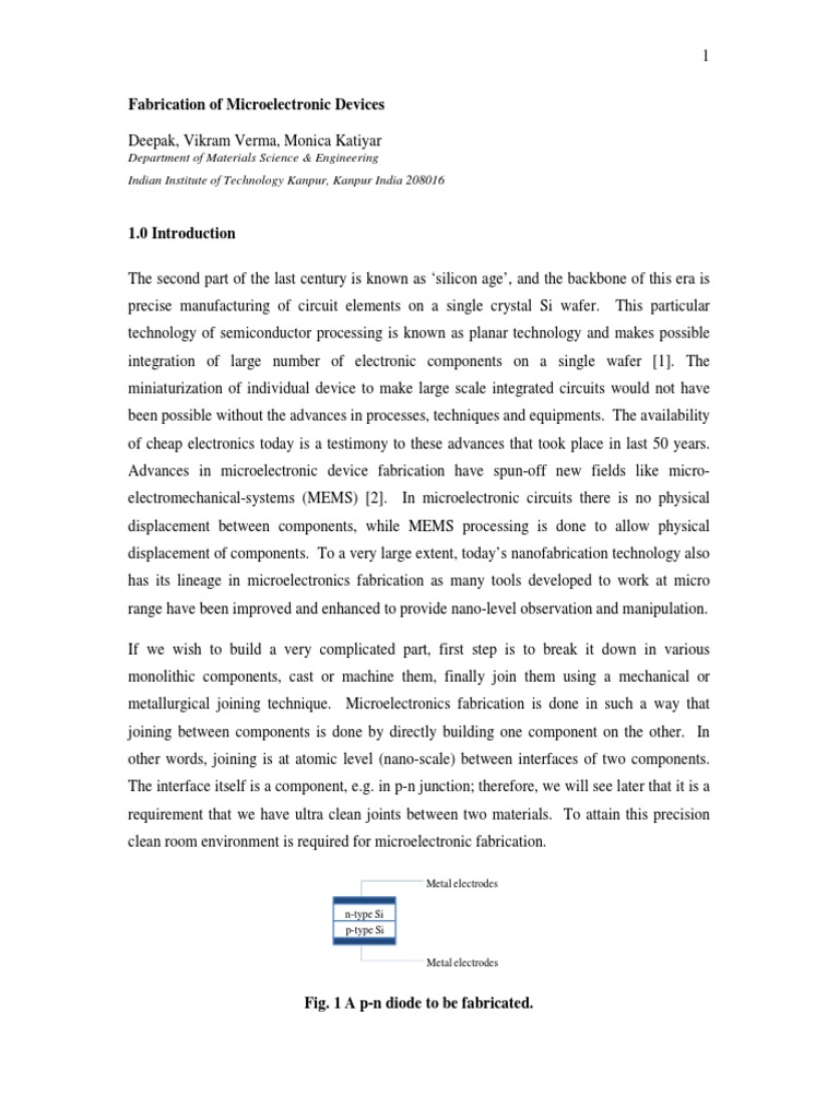 Fabrication of Microelectronic Devices Final - 2 PDF | PDF | Thin Film ...