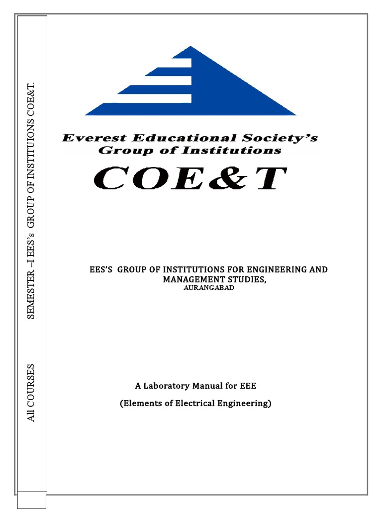 EES Laboratory Manual for EEE | PDF | Transformer | Electromagnetic ...
