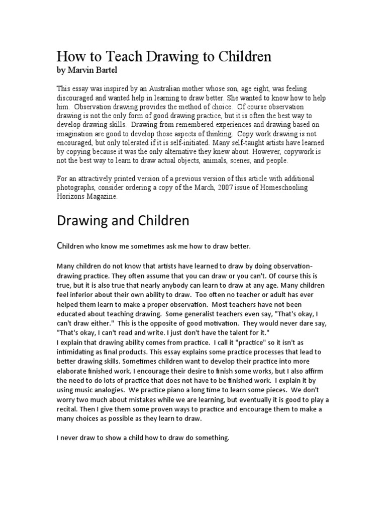 How To Teach Drawing To Children | PDF | Drawing | Relationships