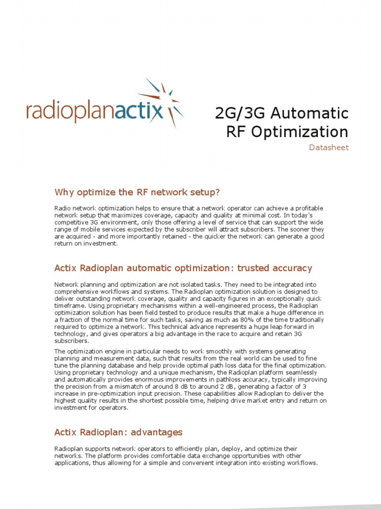 3G RF Network Optimization Guide | PDF | Quality Of Service | Mathematical Optimization