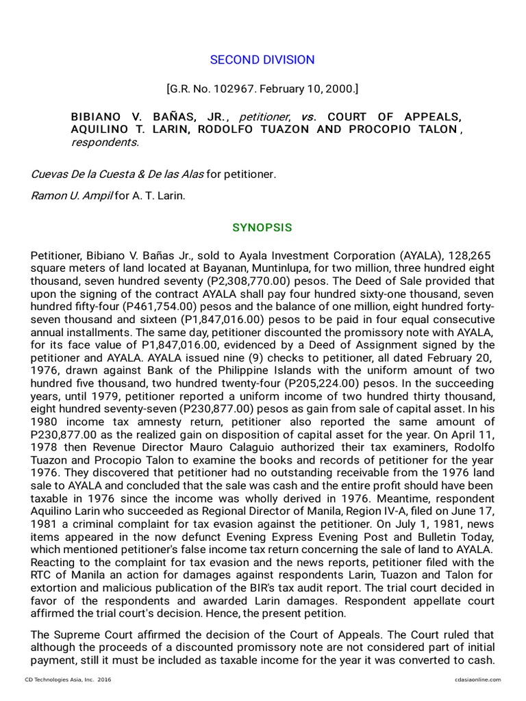 Petitioner Vs Vs Respondents Cuevas de La Cuesta & de Las Alas Ramon U ...