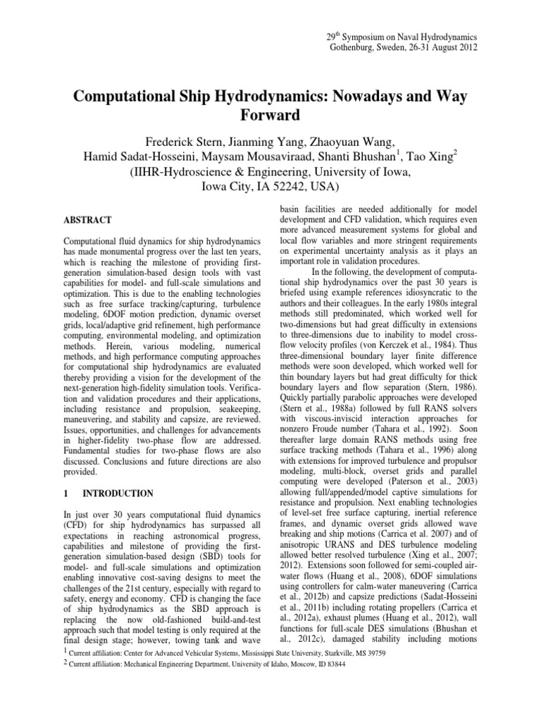 Computational Ship Hydrodynamics: Nowadays and Way Forward | PDF | Computational Fluid Dynamics ...