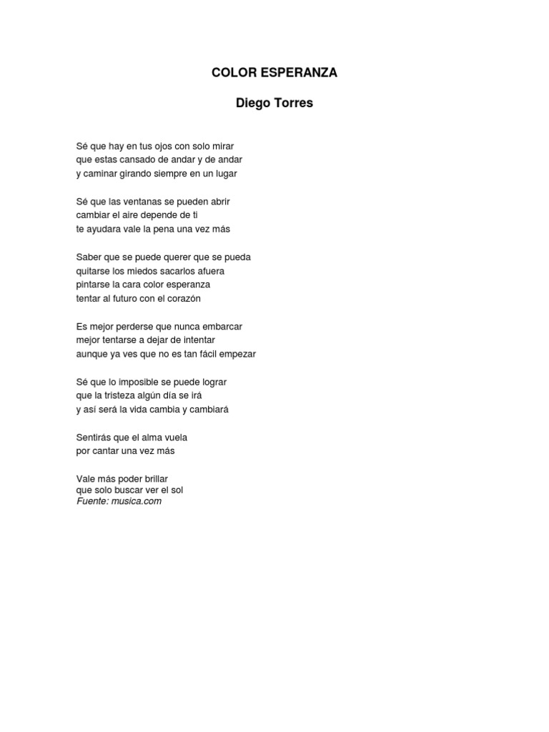 Color Esperanza (Diego Torres. | PDF