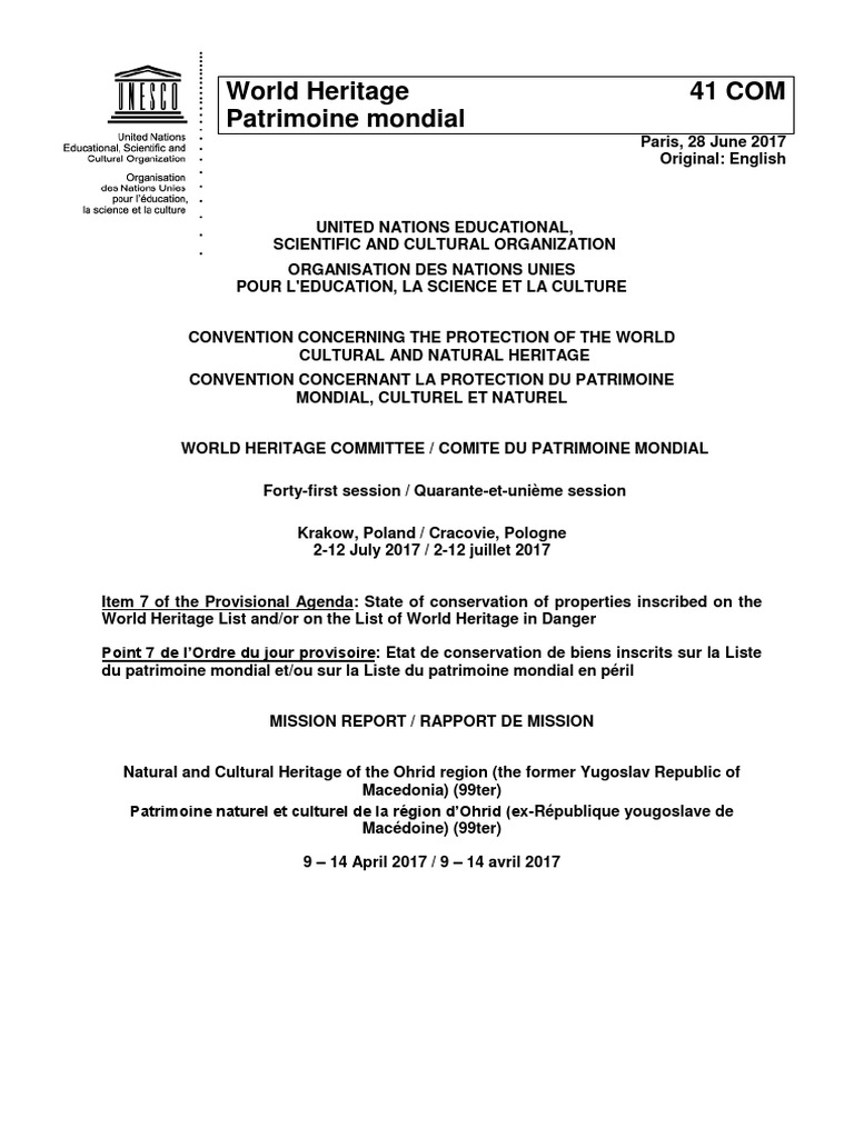 Reactive Monitoring Mission Report Ohrid Region | PDF | World Heritage ...