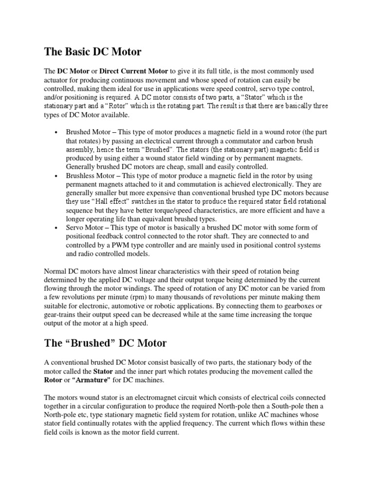 The Basic DC Motor | PDF | Electric Motor | Servomechanism
