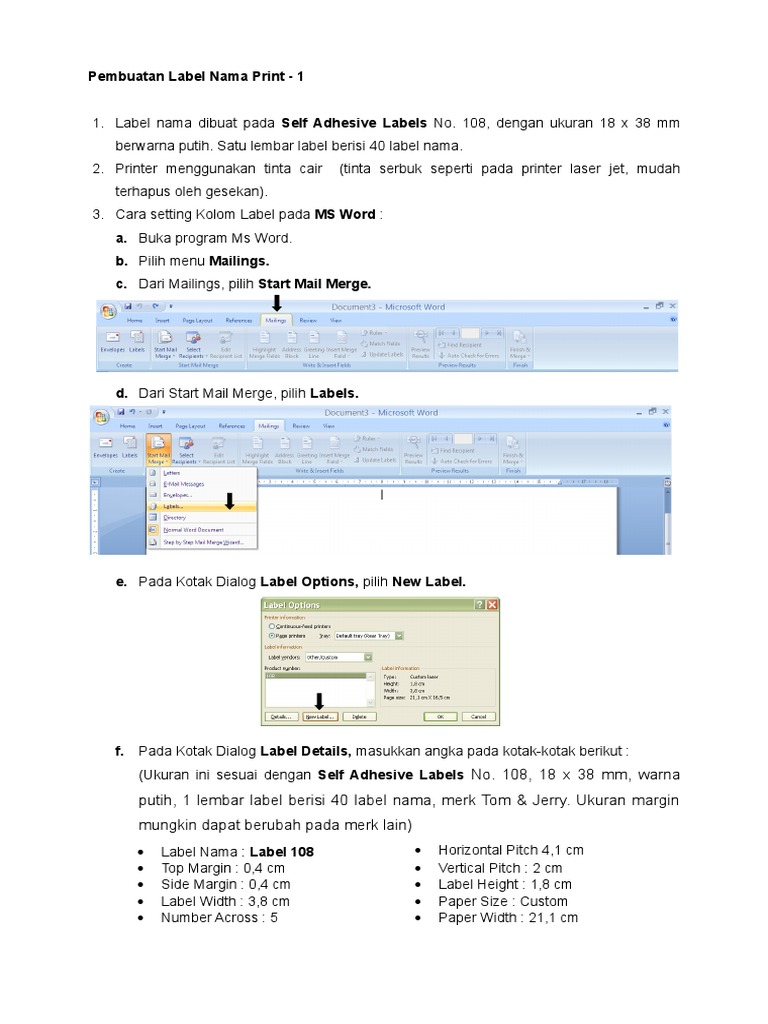 Panduan Pembuatan Label Nama 108 | PDF